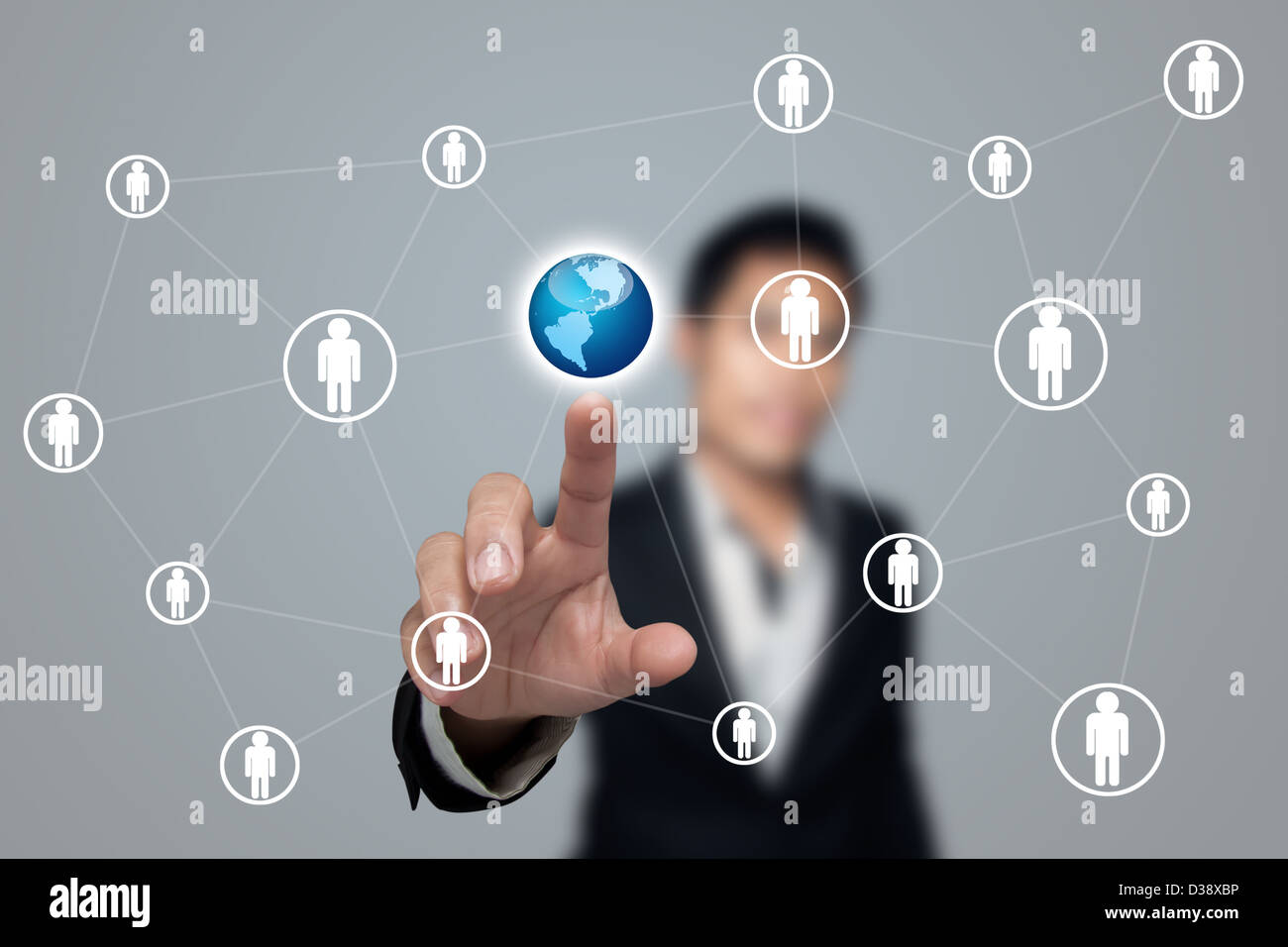 Social network structure with businessmen Stock Photo - Alamy