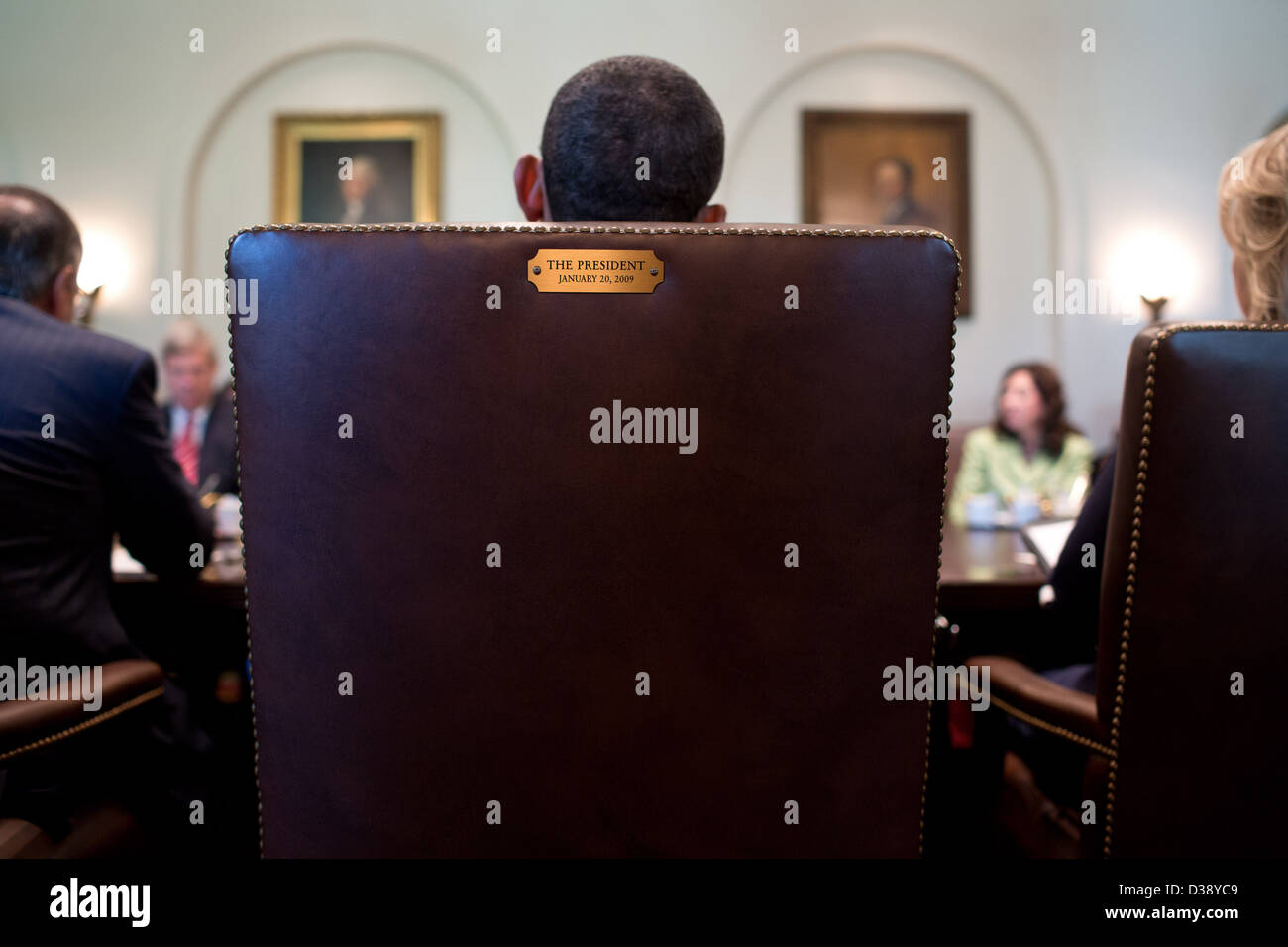 A view from behind the President's chair during a Cabinet meeting in ...