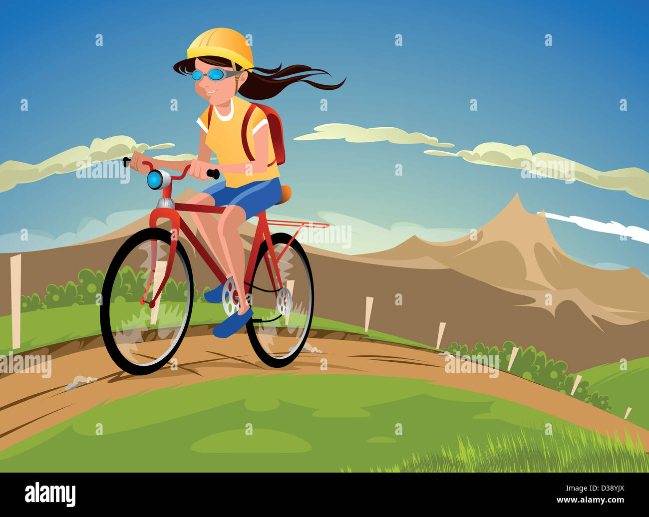 Woman mountain biking Stock Photo - Alamy