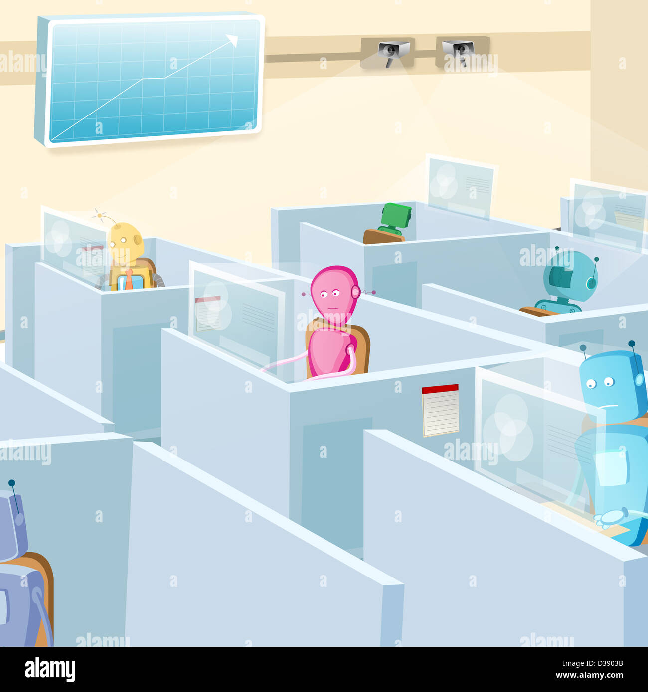 Robot employees working in an office Stock Photo - Alamy