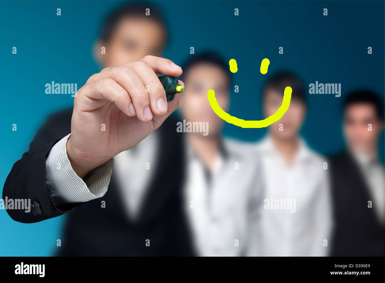 Business team drawing a smile Stock Photo - Alamy