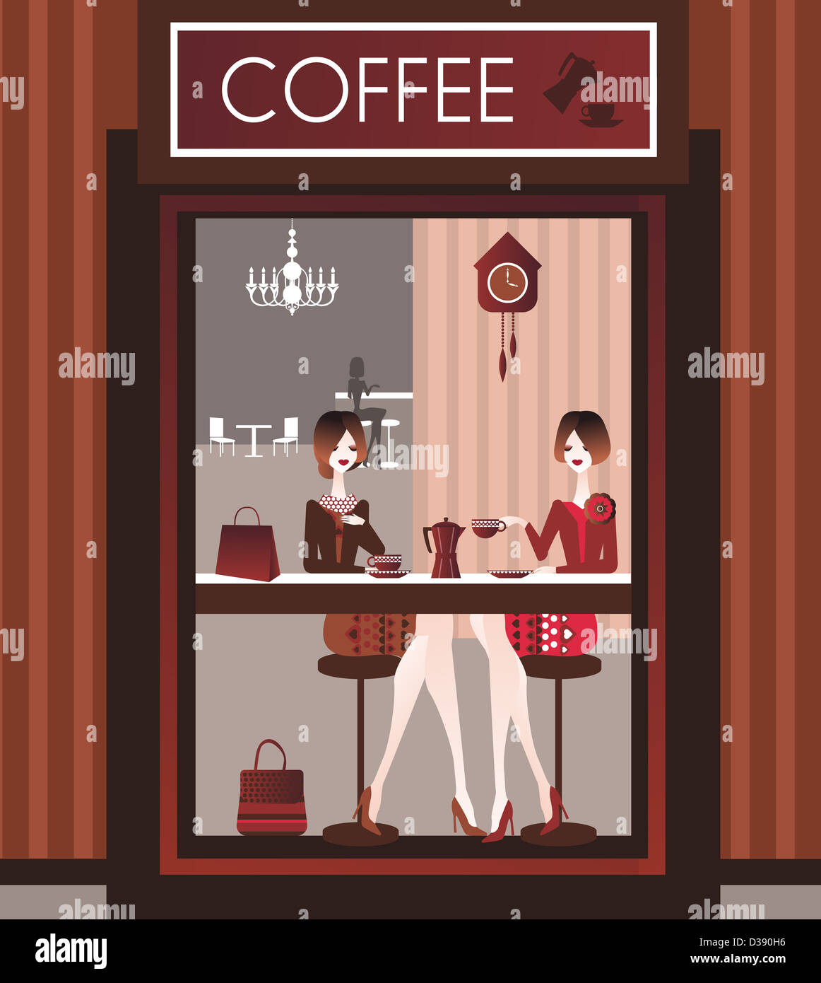 Two women in a cafe Stock Photo - Alamy