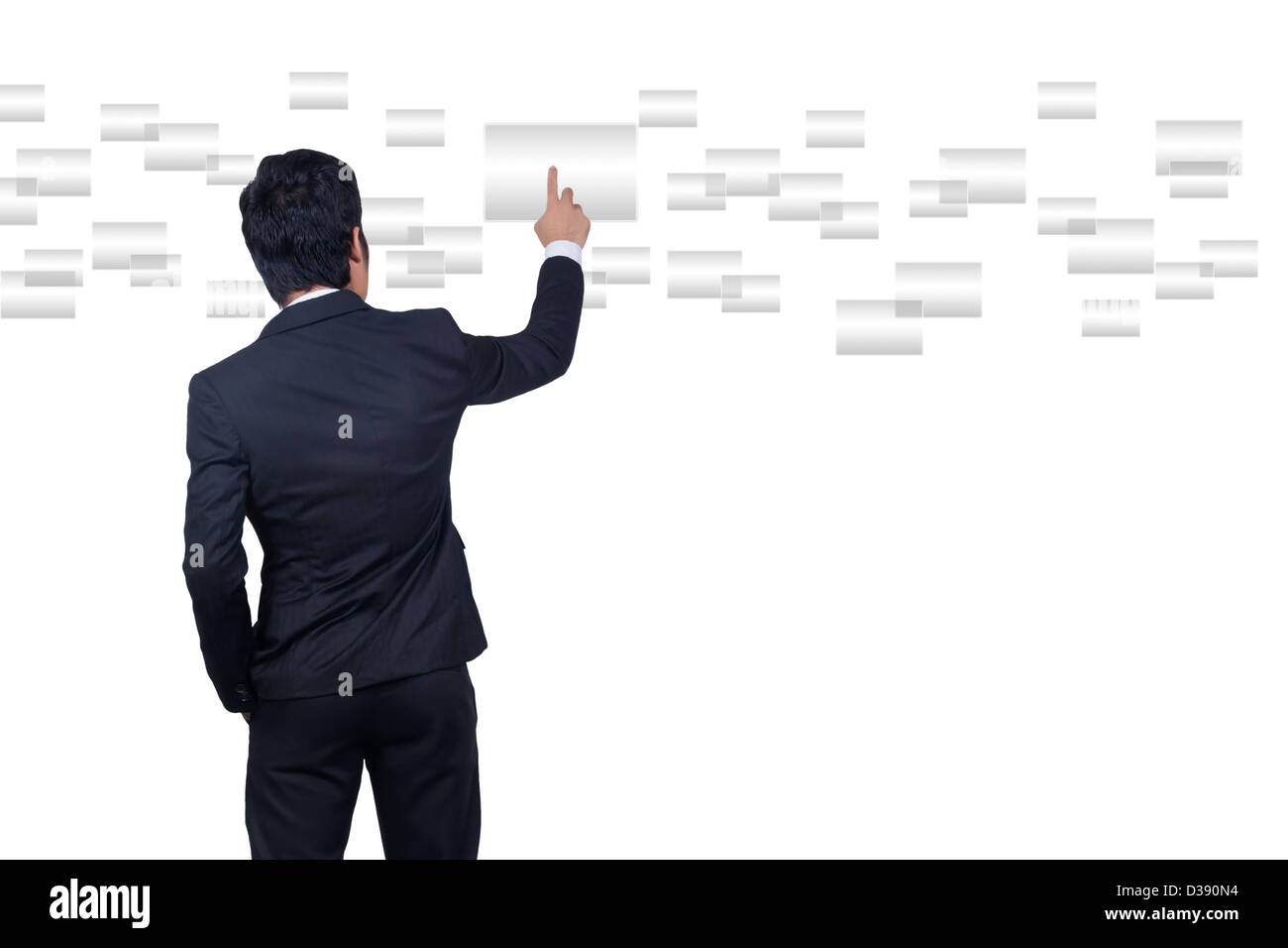 Businessman pushing on a touch screen interface Stock Photo - Alamy