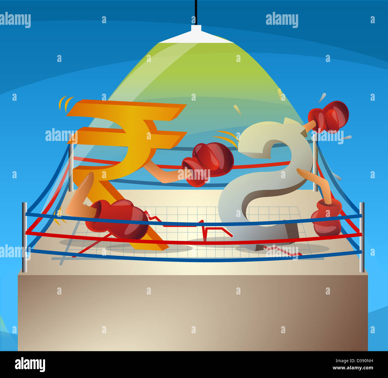 Price war between Dollar sign and Indian rupees symbol Stock Photo - Alamy