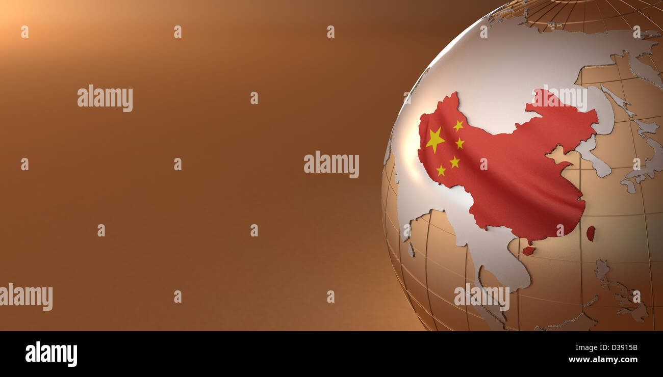 Map of the China on Earth in the national colors. 3D Stock Photo - Alamy
