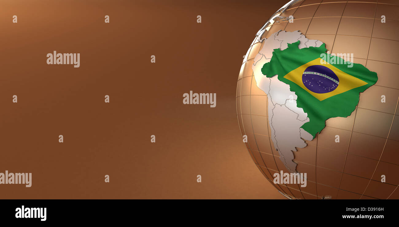 Map of the Brazil on Earth in the national colors. 3d Stock Photo - Alamy