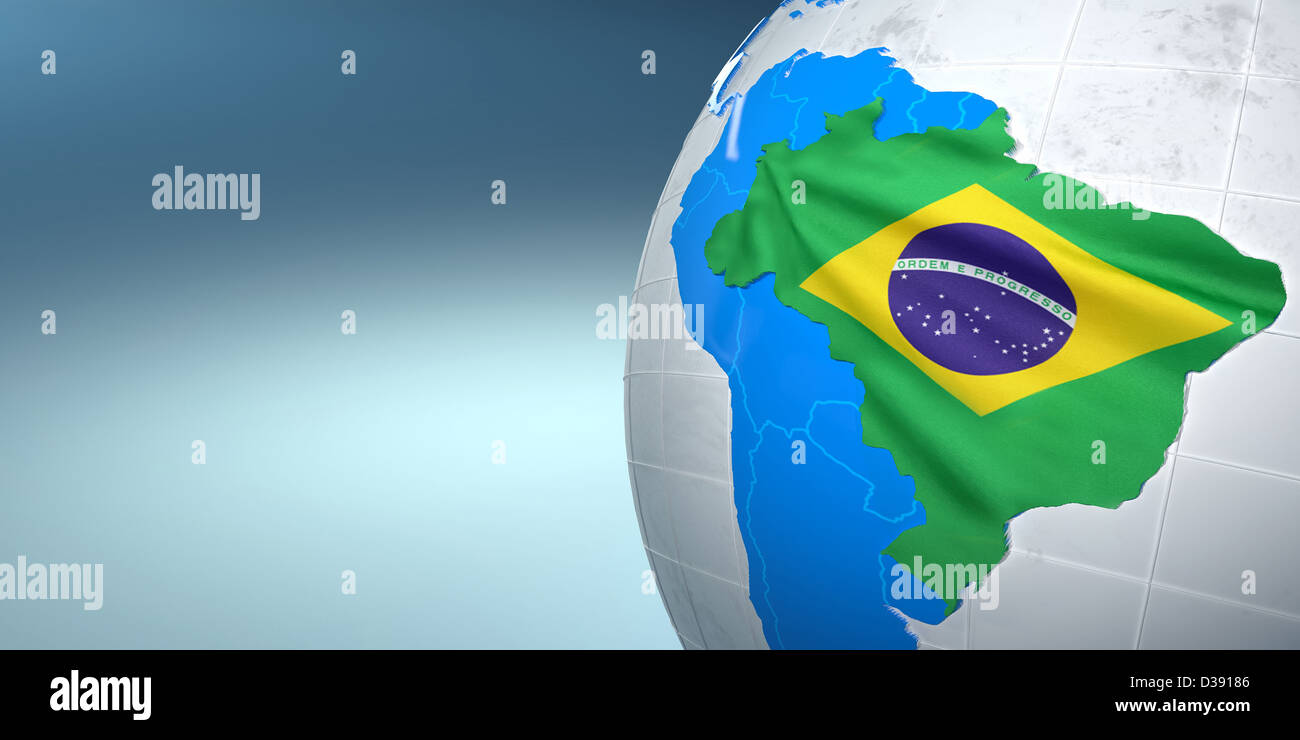 Map of the Brazil on Earth in the national colors. 3d Stock Photo - Alamy