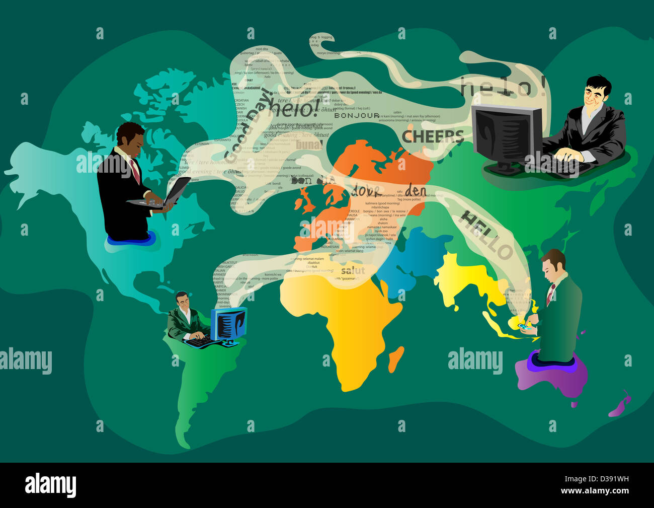 Businessmen online chatting to each other on computers Stock Photo - Alamy