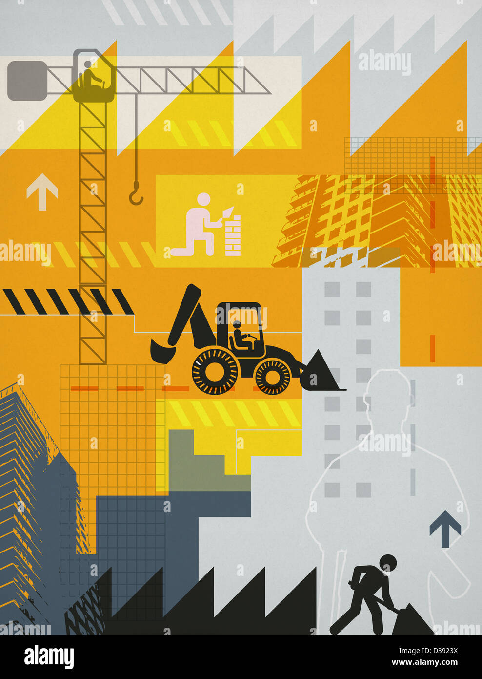 Illustrative representation showing construction industry Stock Photo ...