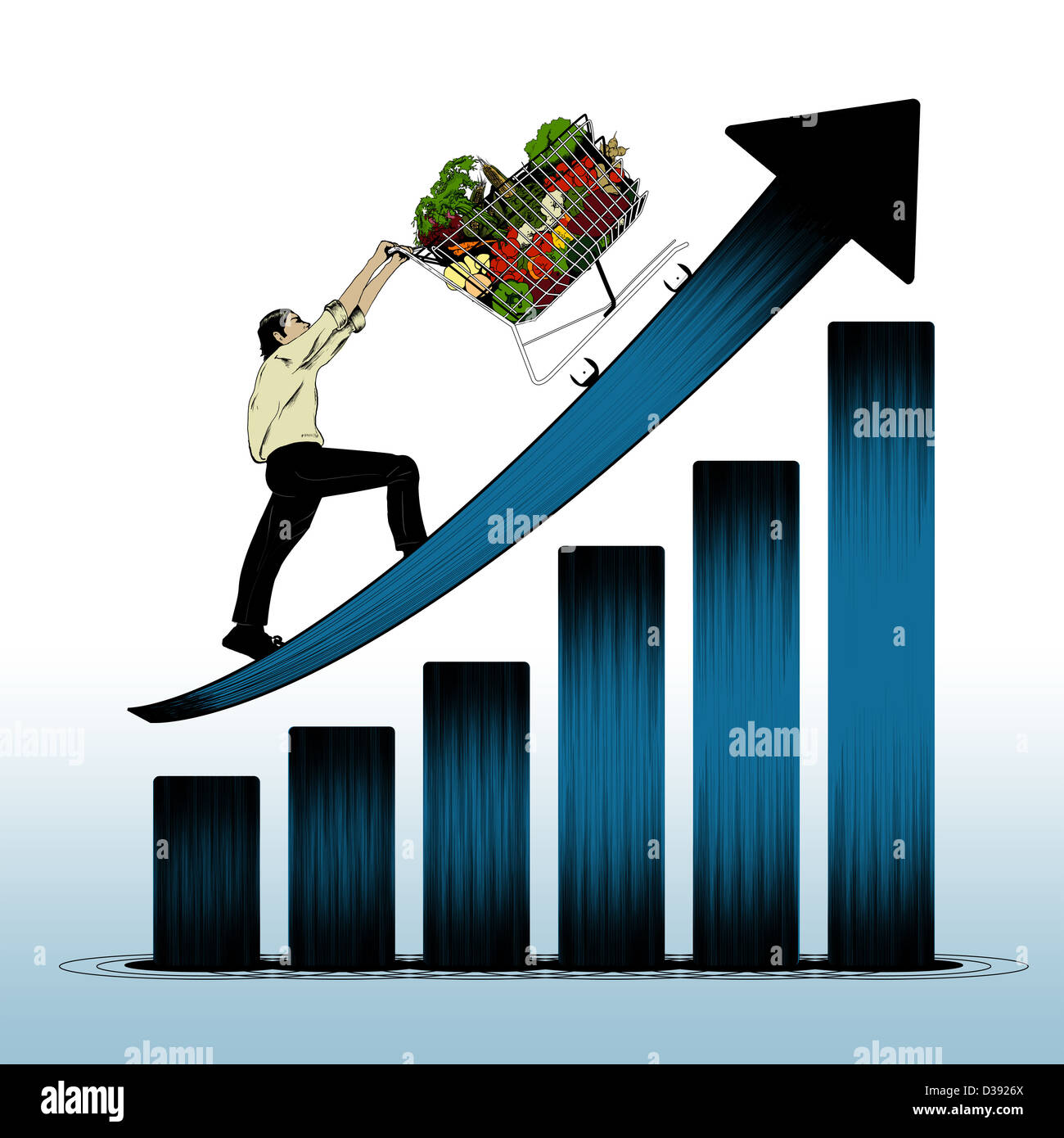 Illustrative representation showing price rising Stock Photo - Alamy