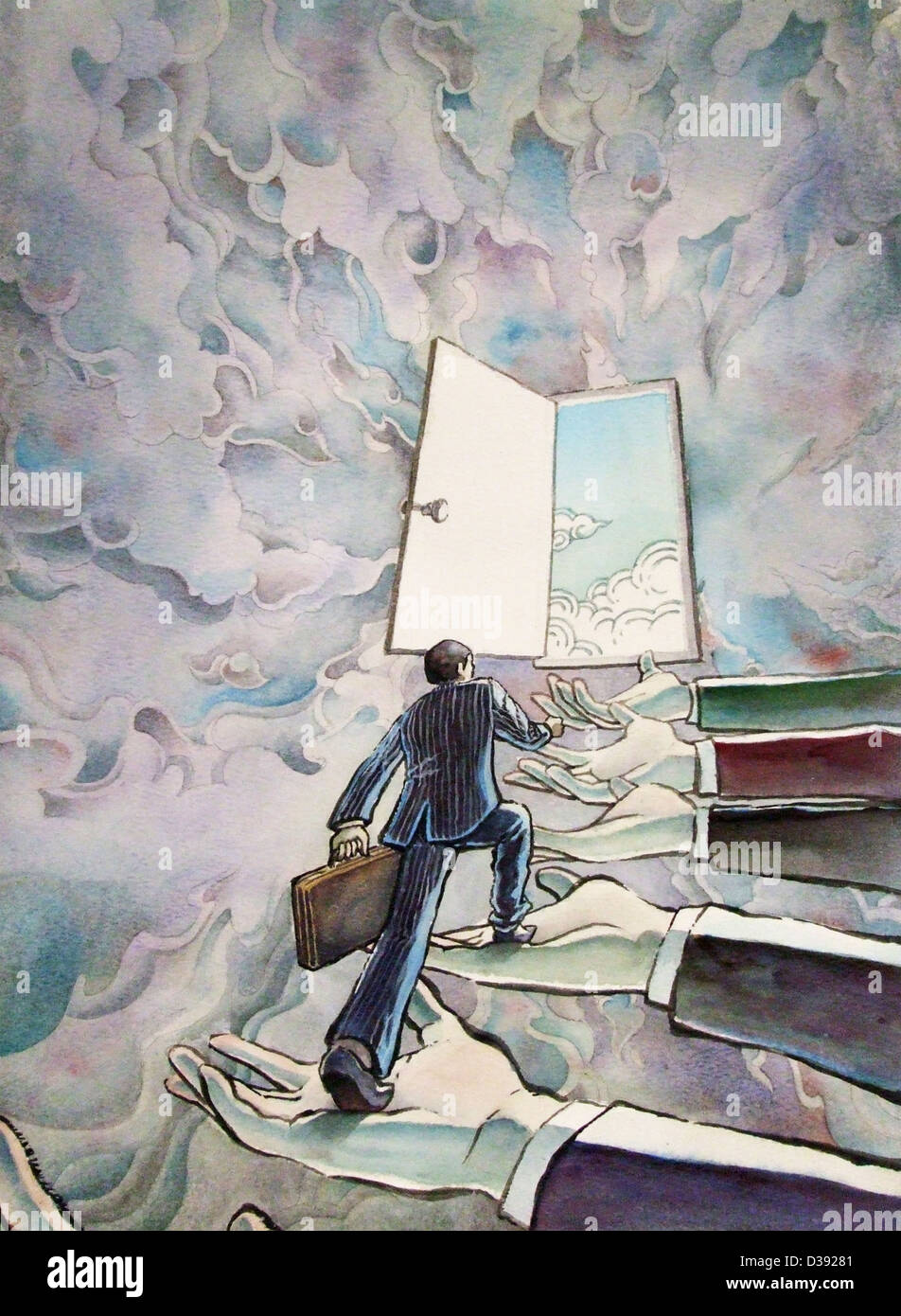 People giving support to a businessman Stock Photo - Alamy