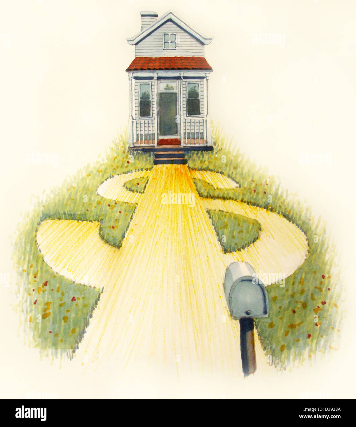 Dollar sign path leading to a house Stock Photo - Alamy