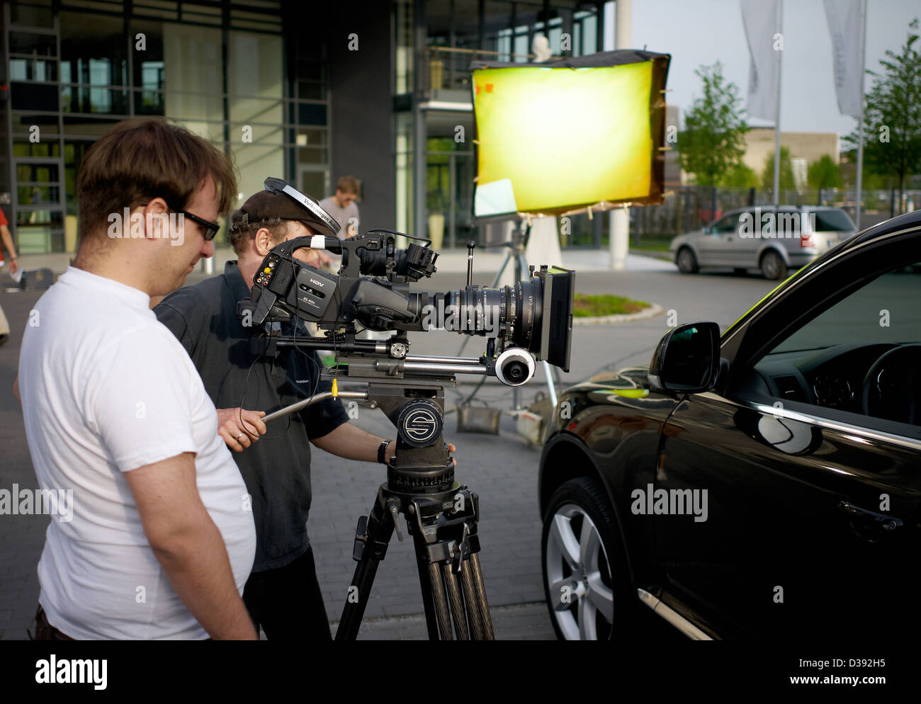 Berlin, Germany, Kameramaenner during the shooting of a student film ...