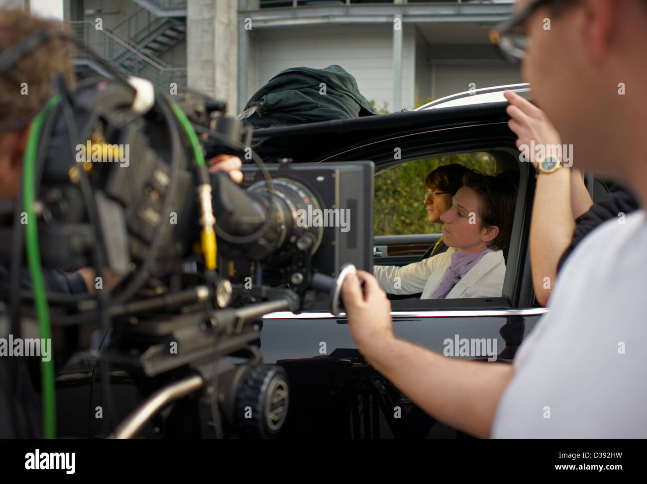 Berlin, Germany, actors and camera crew during the filming of a student ...
