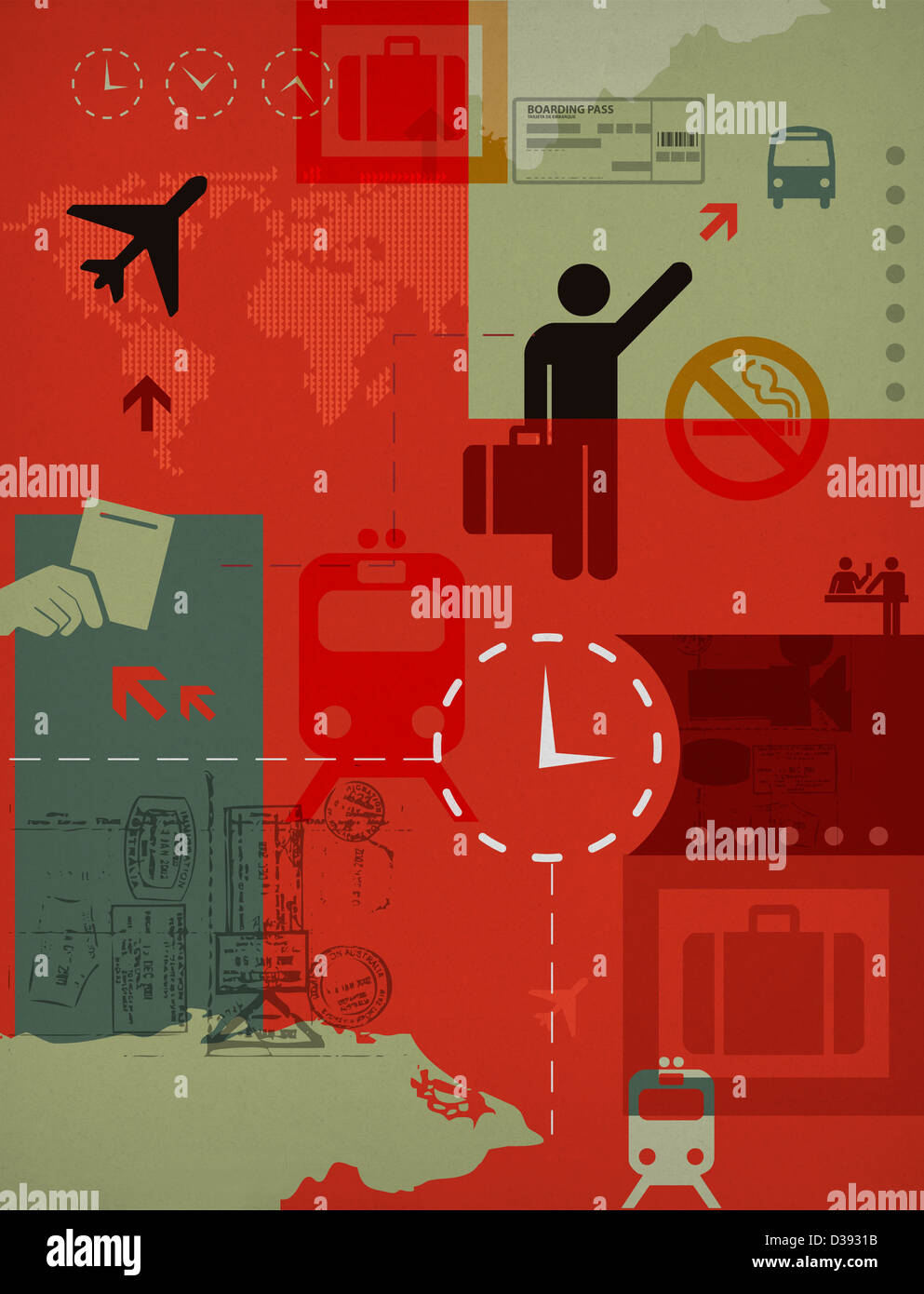 Illustrative representation of world travel and transport Stock Photo ...