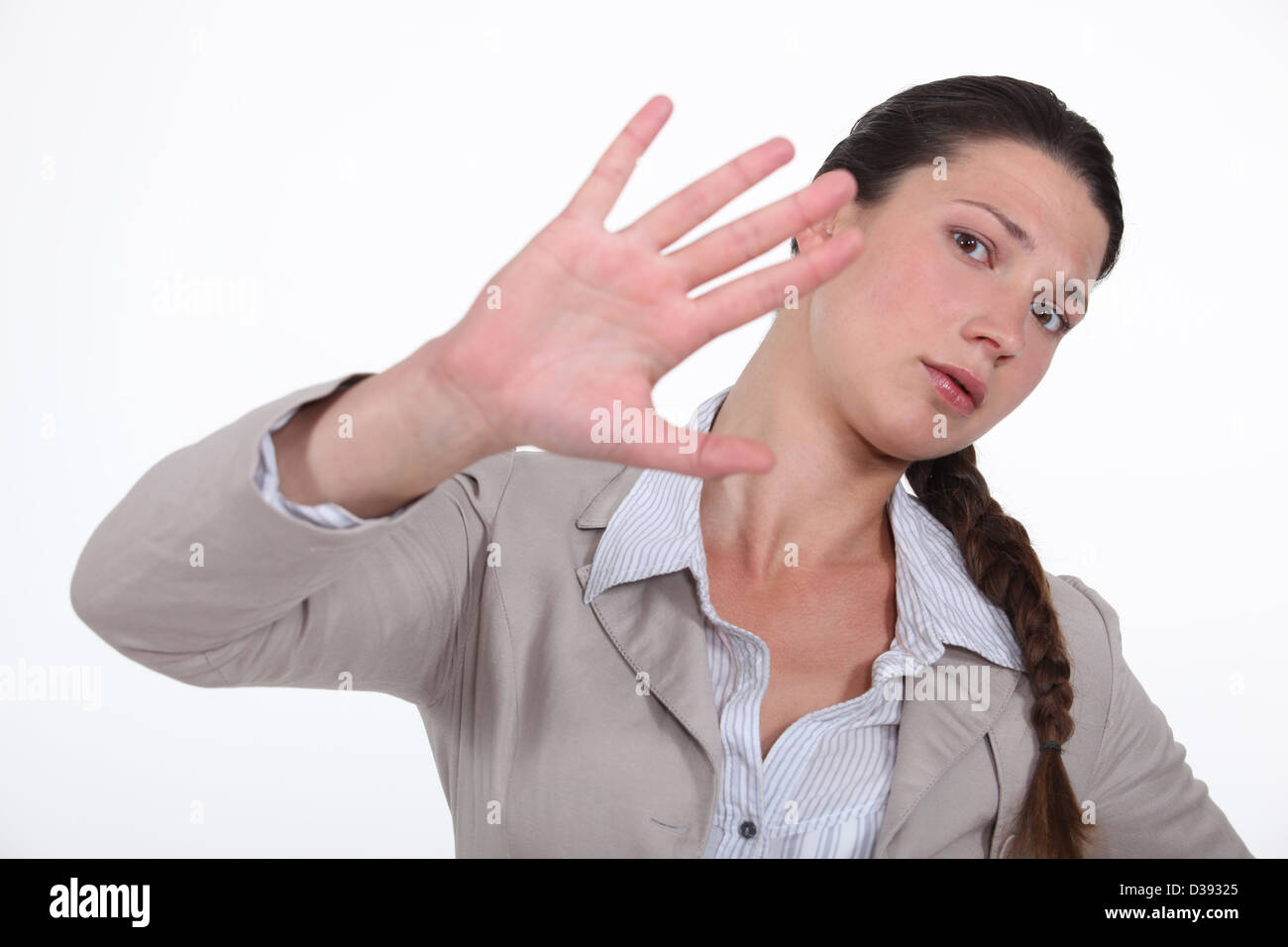 Women with a gesture of rejection Stock Photo - Alamy