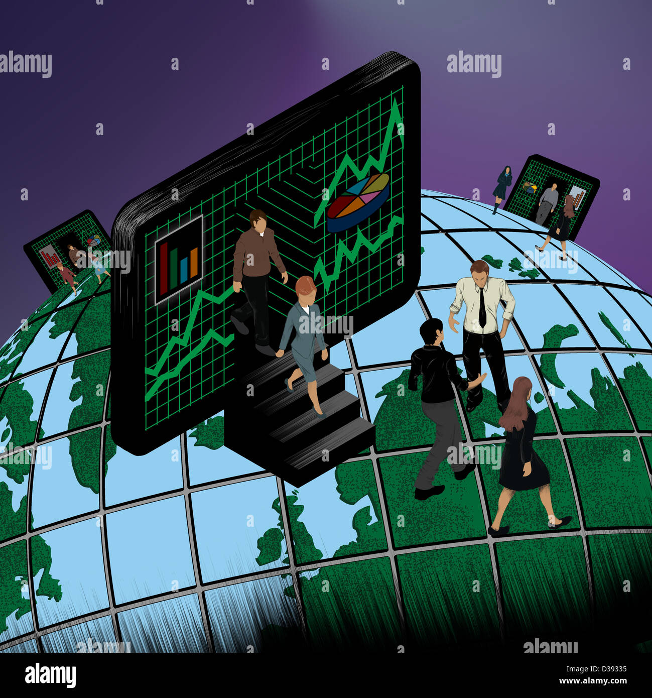 Illustrative representation of global business network Stock Photo - Alamy