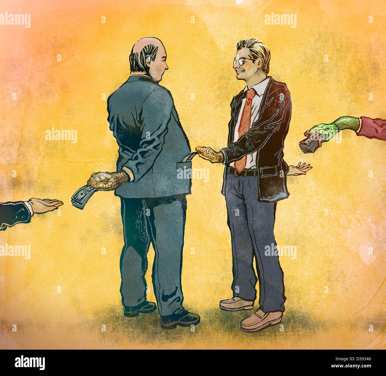 Businessmen exchanging bribes Stock Photo - Alamy
