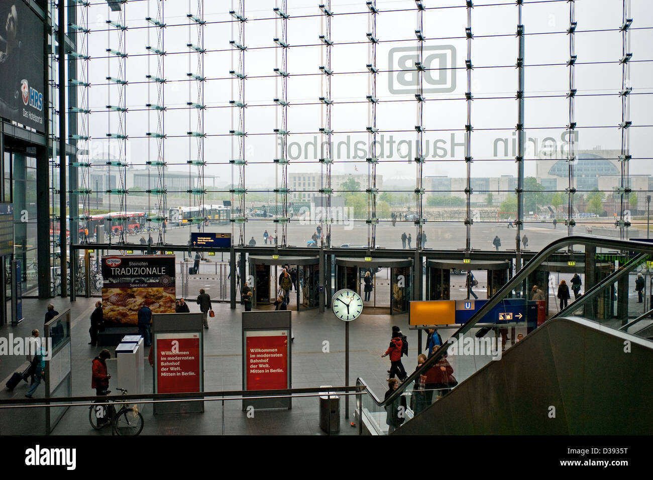 Berlin, Germany, look through the lobby of the main station on ...