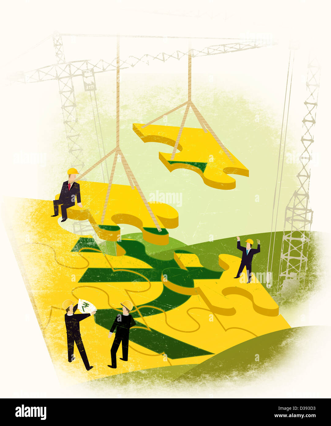 Businessmen constructing a money building Stock Photo - Alamy