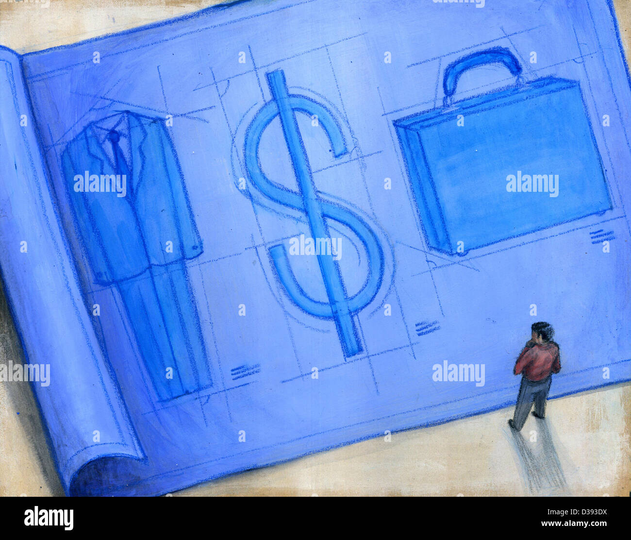 Businessman looking at blueprint Stock Photo - Alamy