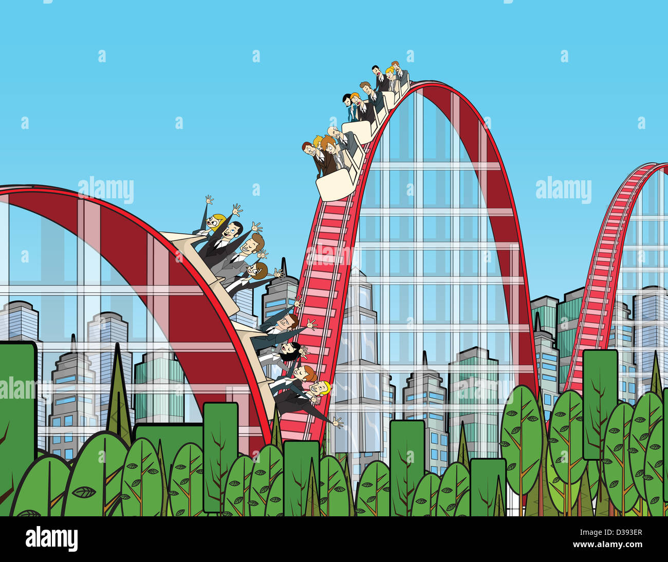 Group people on rollercoaster ride hi-res stock photography and images ...