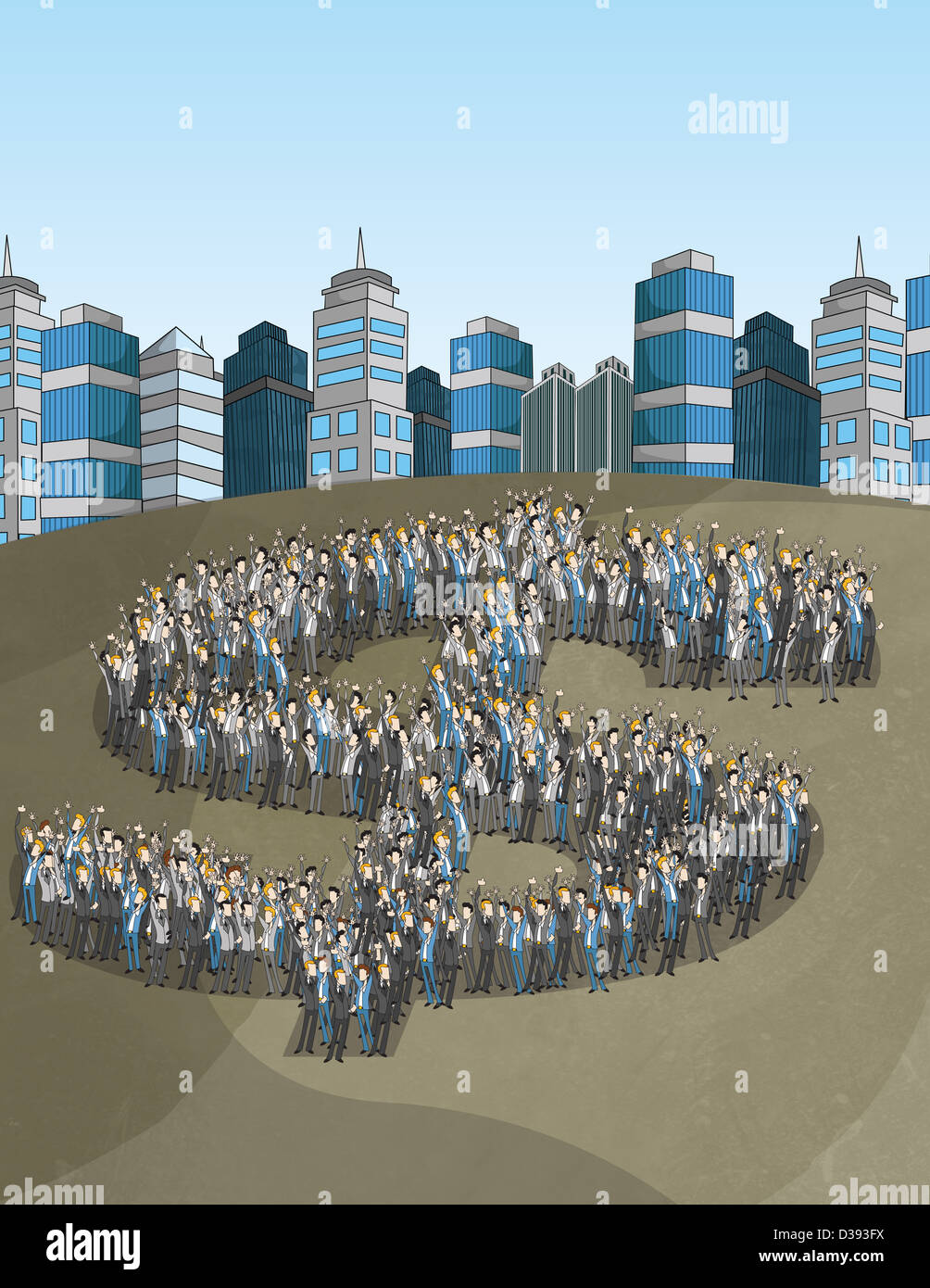 Illustrative representation of business team in form of dollar sign ...