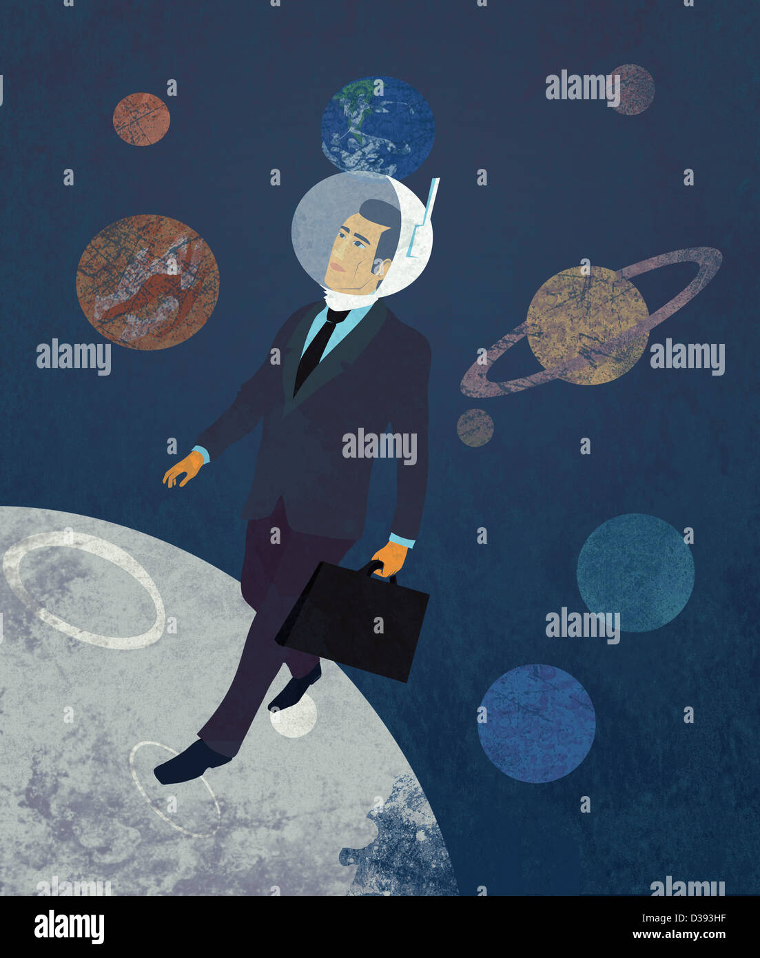 Businessman walking on globe Stock Photo - Alamy