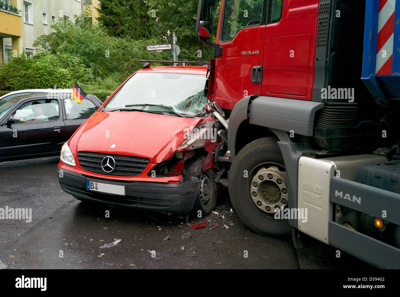 Berlin, Germany, accident, right of way when turning left ignored Stock ...