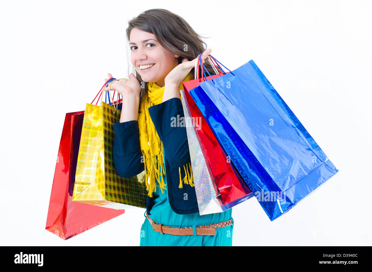 A cute girl coming happy from shopping Stock Photo - Alamy
