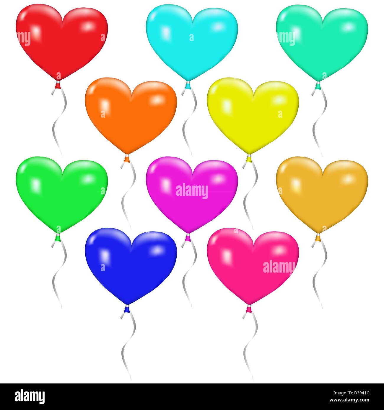 Set of colorful balloons in the form of heart Stock Photo - Alamy