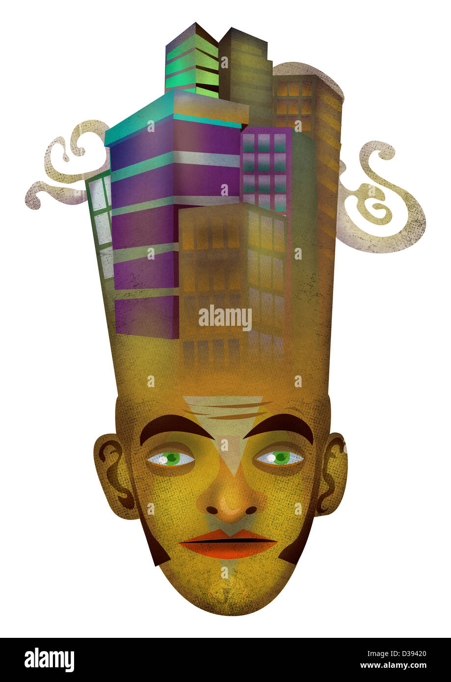 Illustration of money minded businessman over white background Stock ...