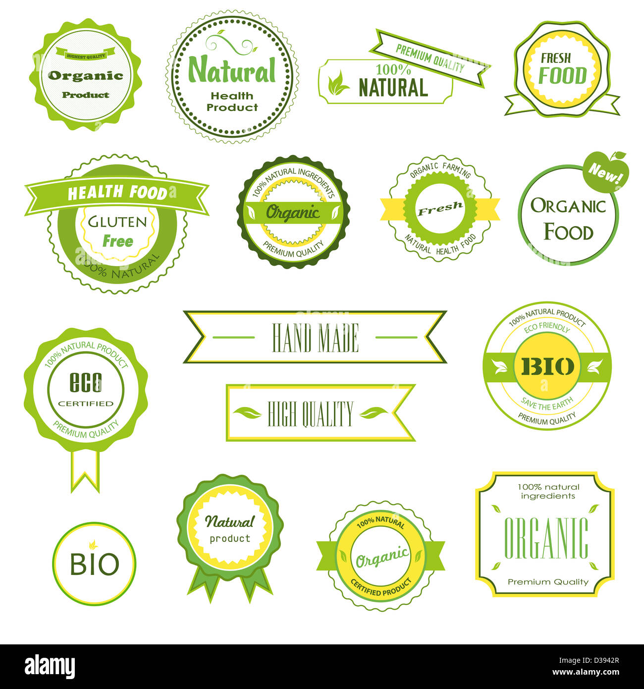 Organic labels, logos and stickers Stock Photo - Alamy