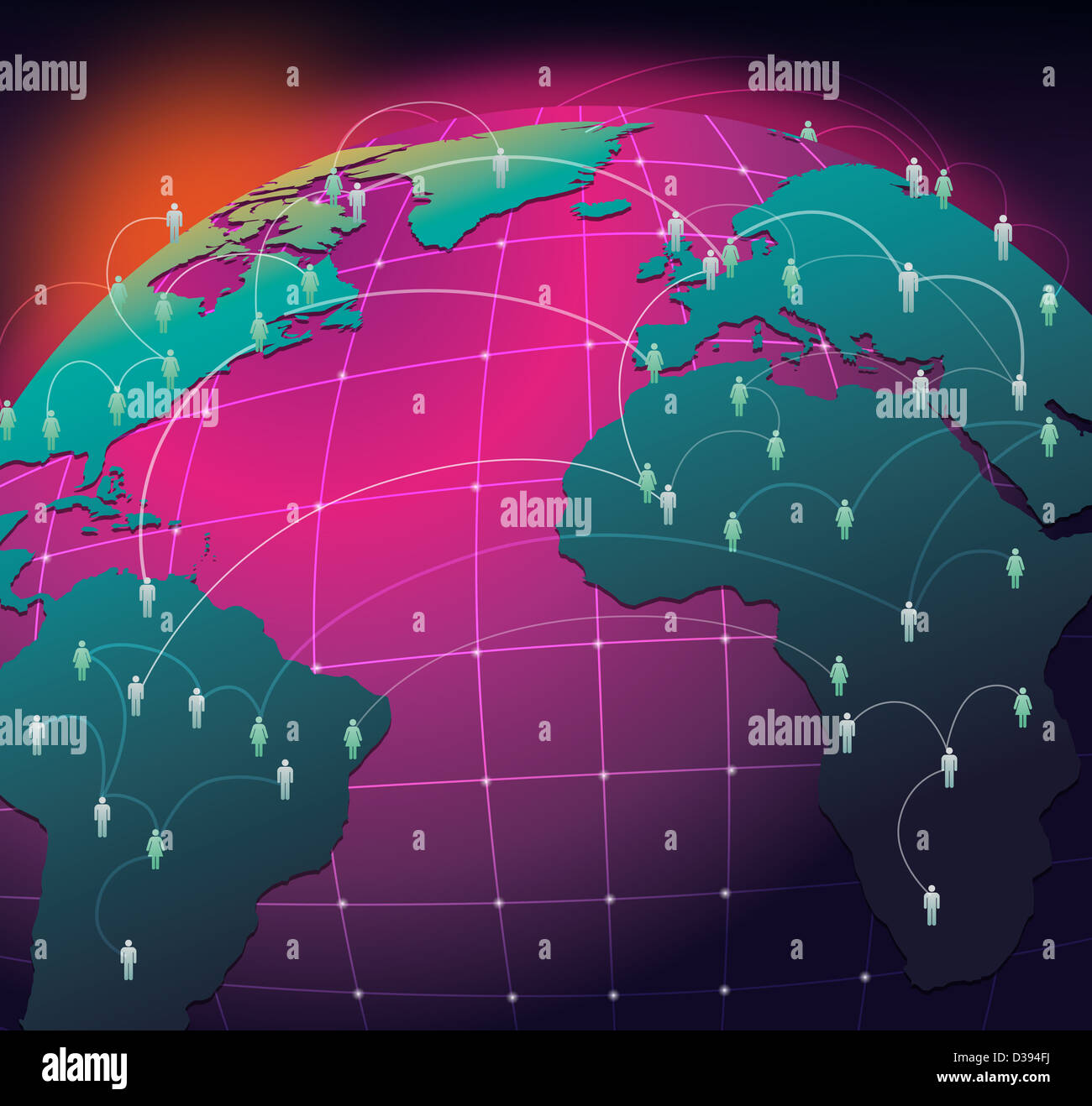 Human networking connection throughout the globe Stock Photo - Alamy