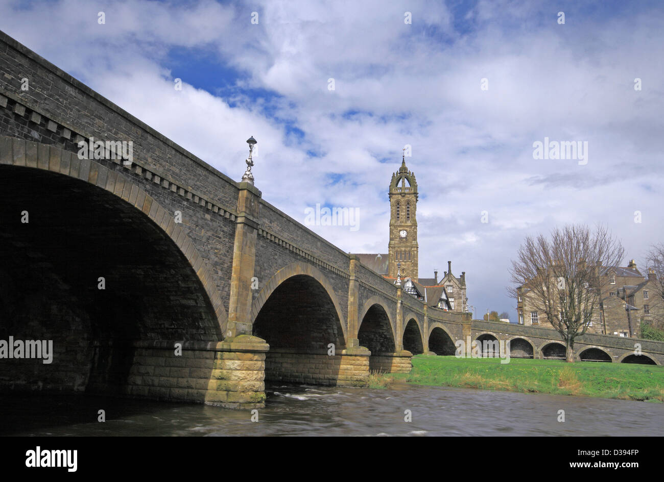 Road Bridge over the River Tweed at Peebles, Borders, Scotland with the ...