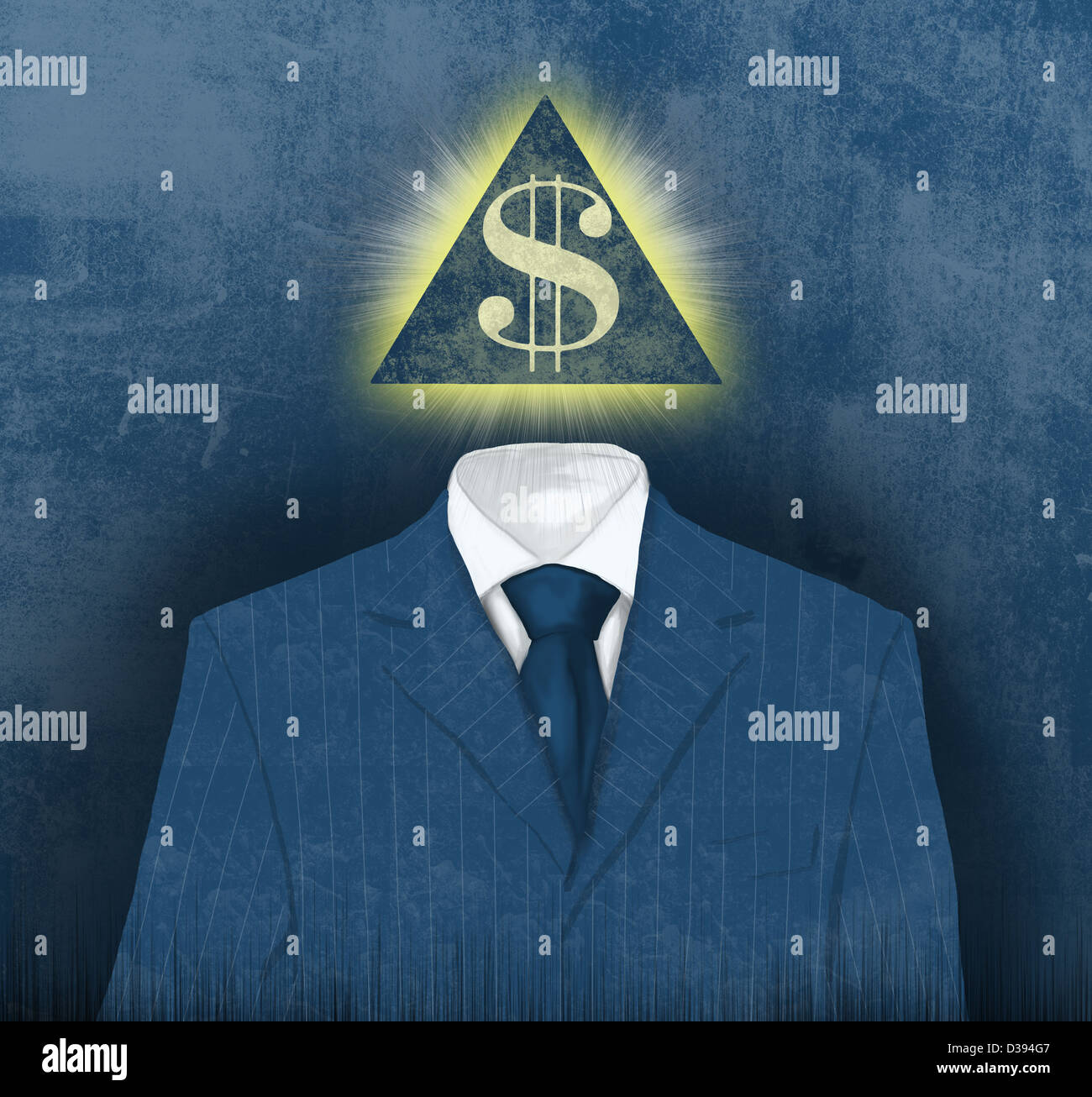 Illustration of businessman with pyramid face of dollar symbol Stock ...