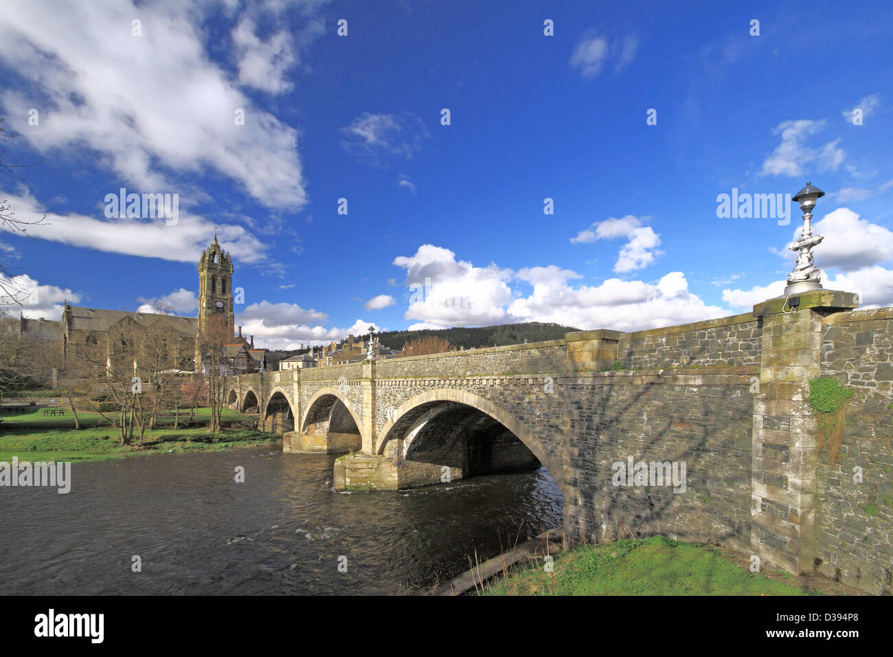 Road Bridge over the River Tweed at Peebles, Borders, Scotland with the ...