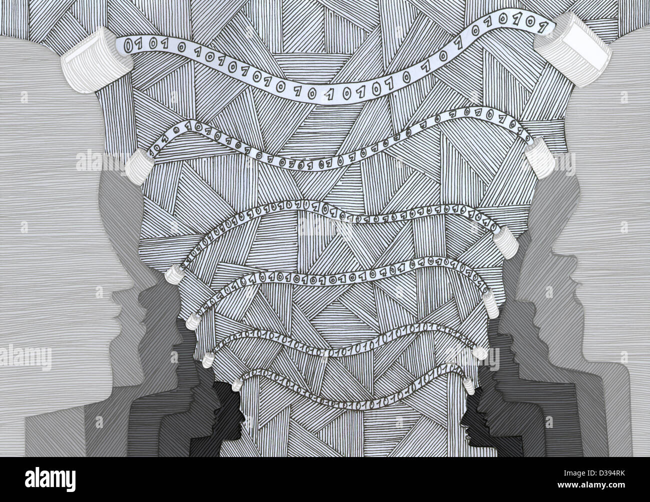 Conceptual image of wired human heads Stock Photo - Alamy