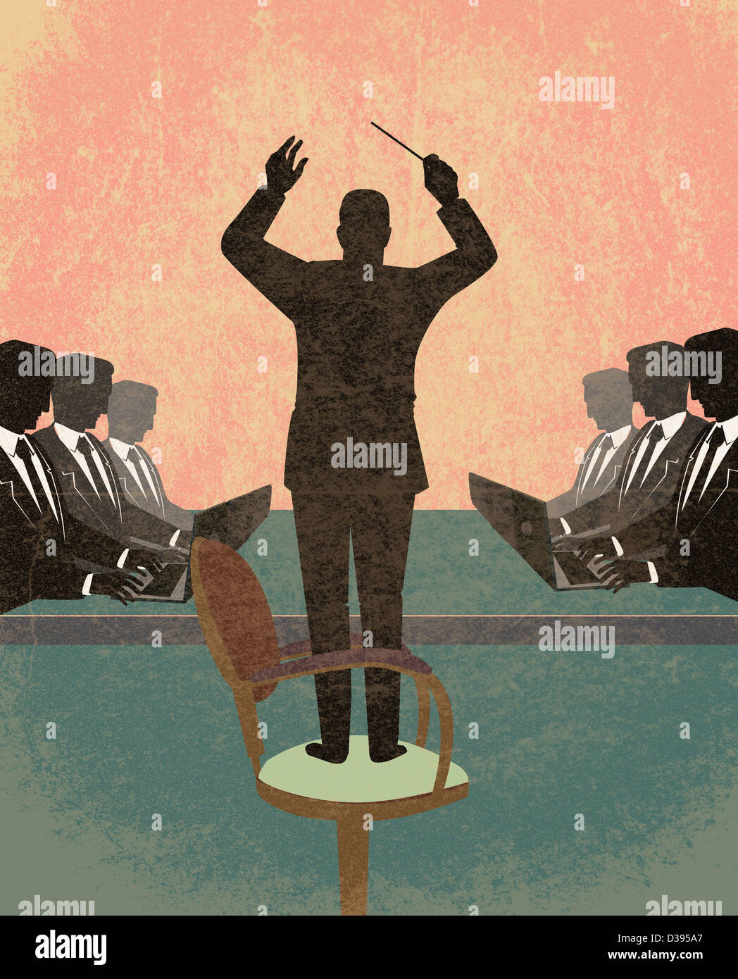 Illustration of manager giving instructions Stock Photo - Alamy