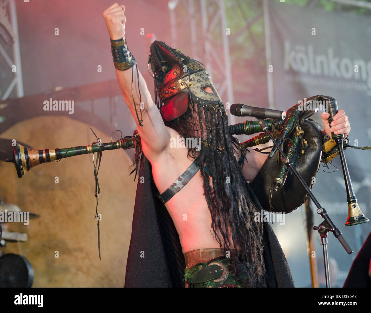 The German band Corvus Corax greeting the audience at the Amphi Goth ...