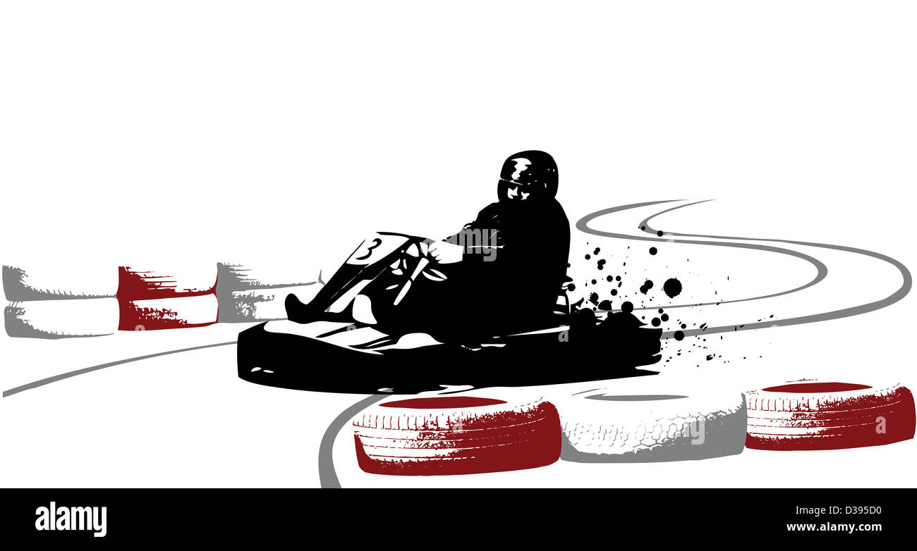 Go-kart on racecourse, isolated on white background Stock Photo - Alamy