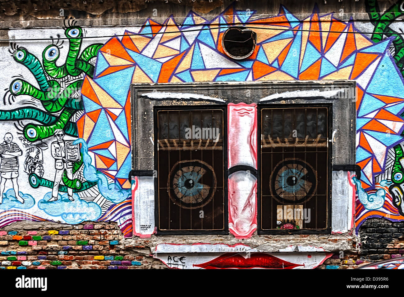 Fancy drawing graffiti on a street wall Stock Photo - Alamy