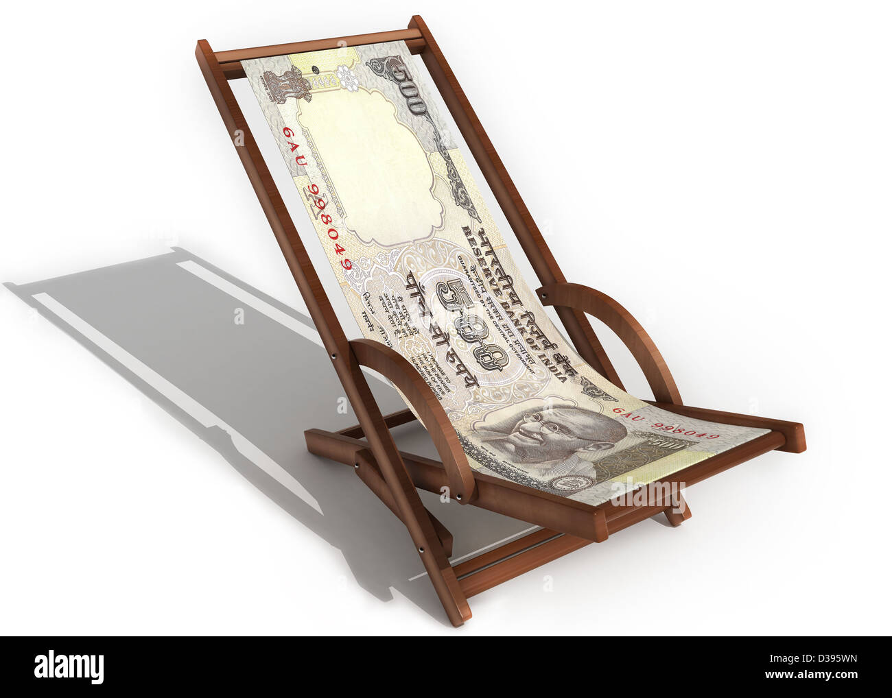 Conceptual image of arm chair made of Indian currency depicting ...