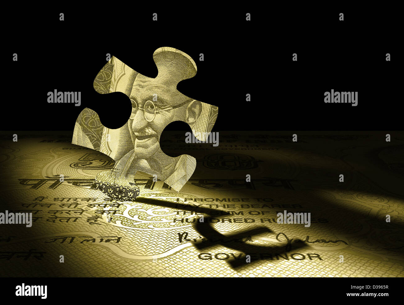 Jigsaw puzzle reflecting Indian currency symbol Stock Photo - Alamy
