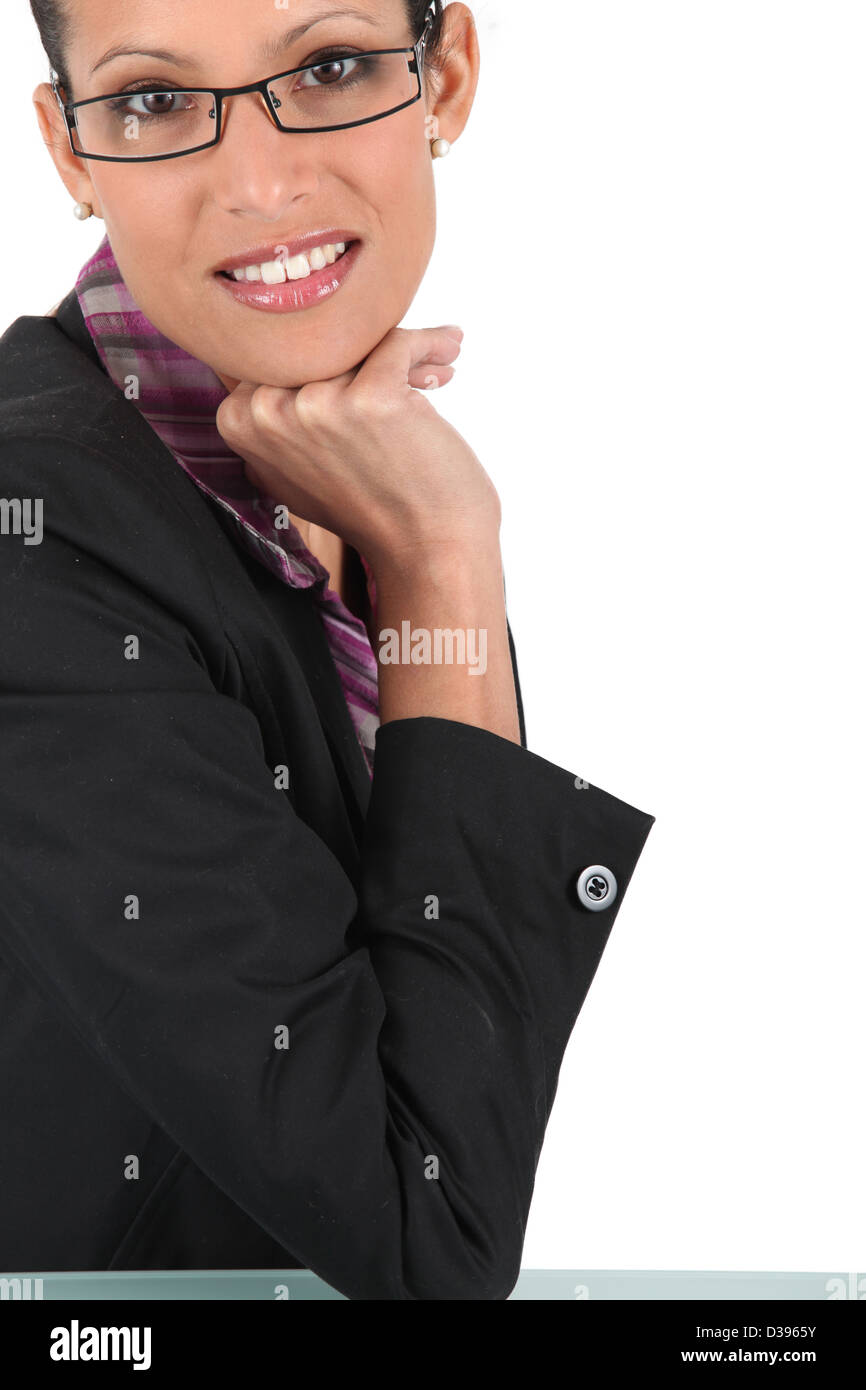 Businesswoman wearing glasses Stock Photo - Alamy
