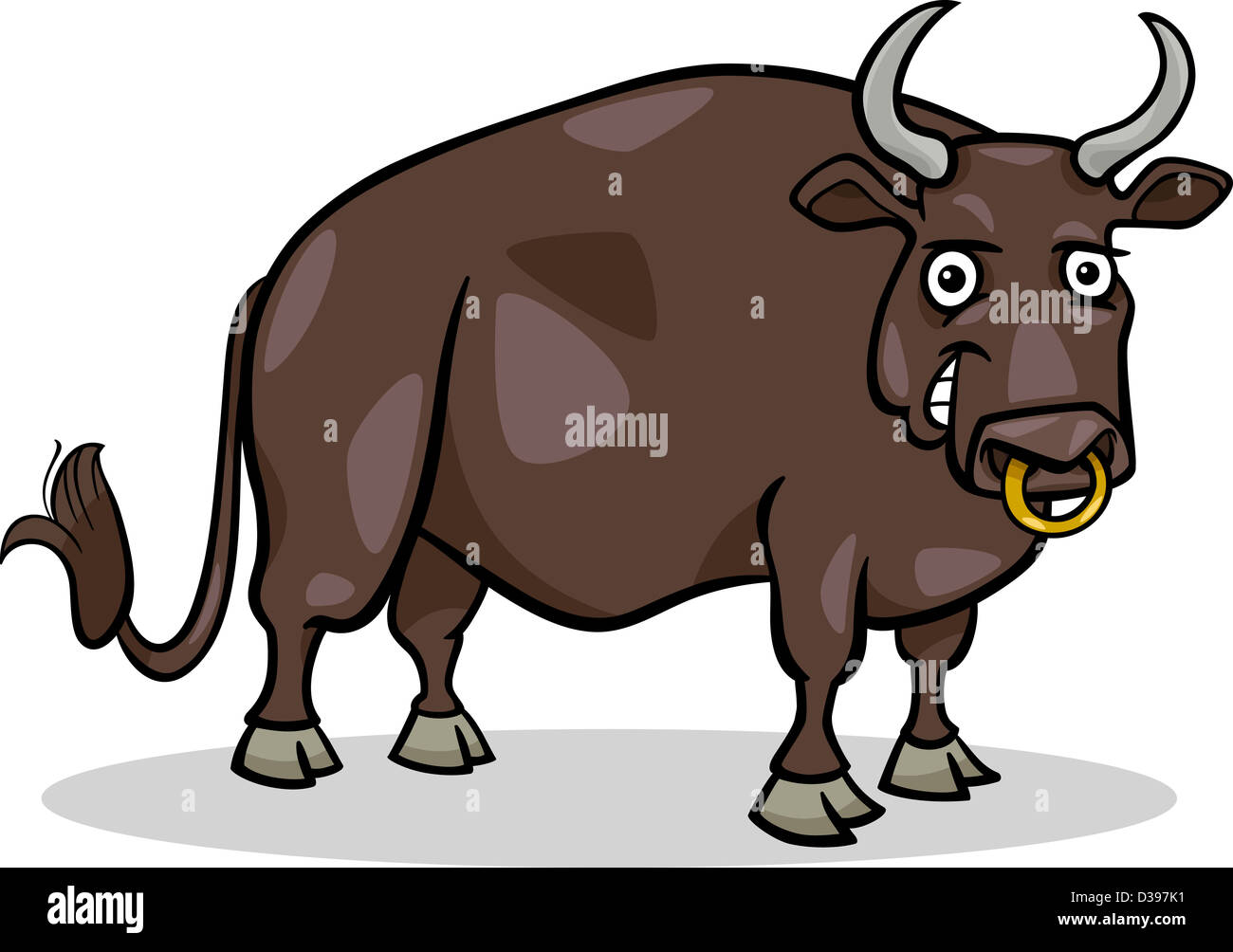 Cartoon Illustration of Funny Bull Farm Animal Stock Photo - Alamy