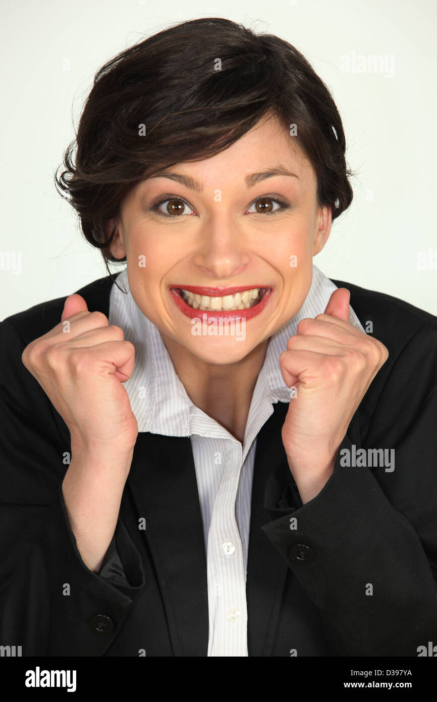 Portrait of an excited woman Stock Photo - Alamy