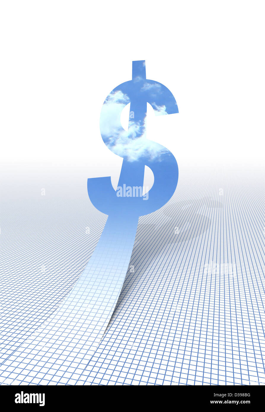 Dollar sign rising to reach the sky depicting the concept of money ...