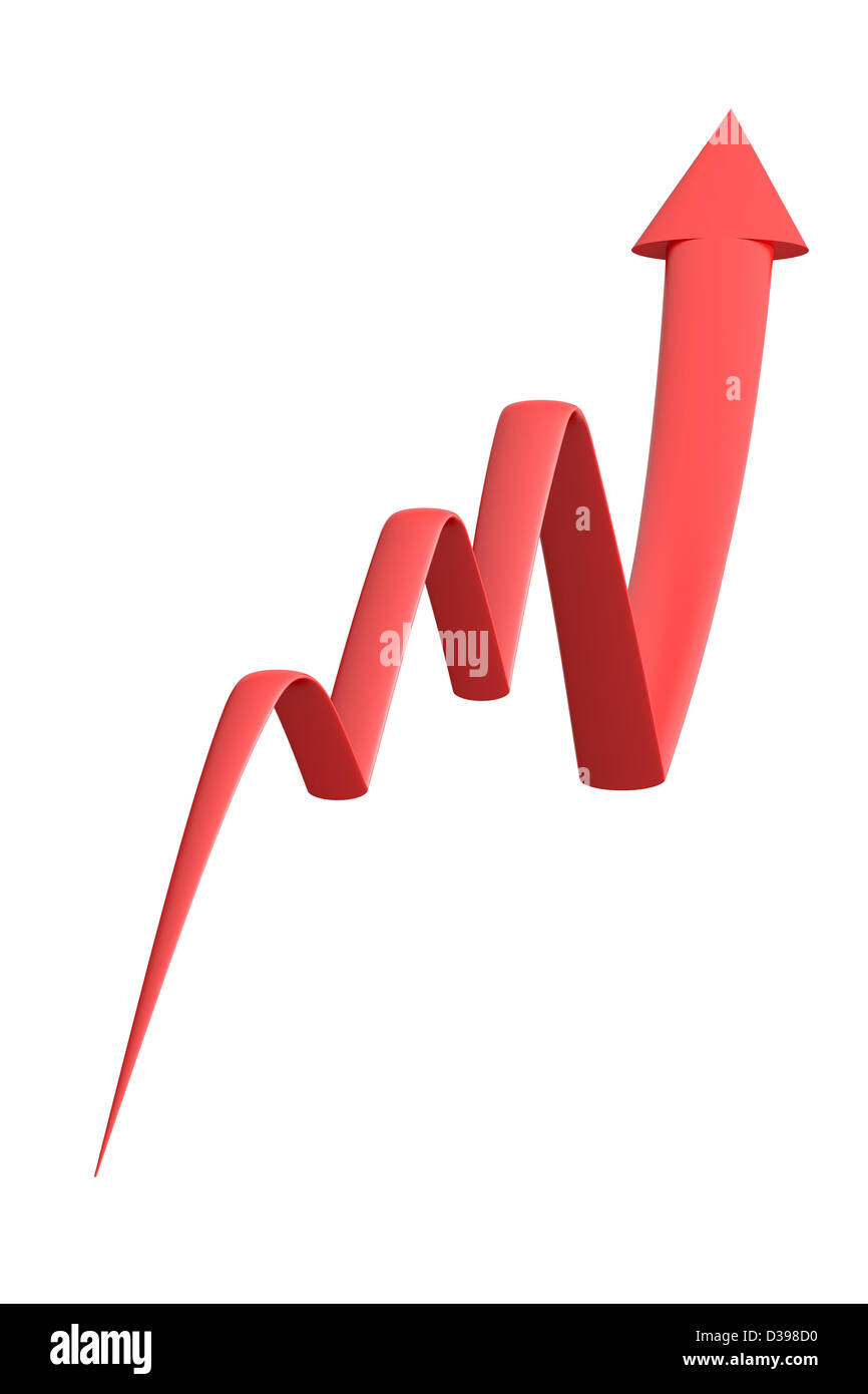 3D render of a growth graph line on a white isolated background Stock ...