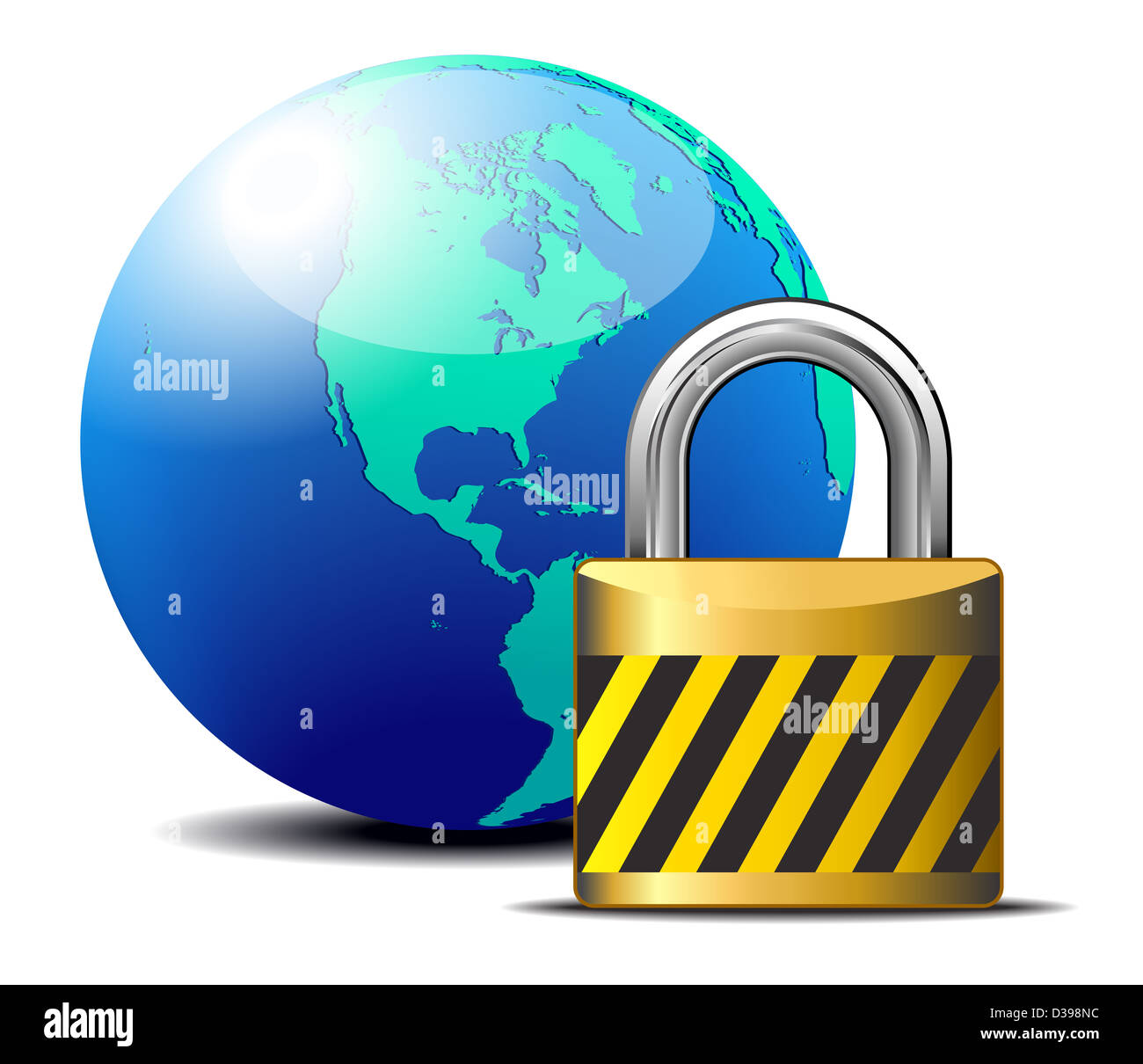 Secure internet connection with global world - America Stock Photo - Alamy